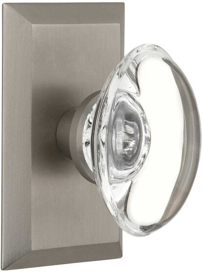 New York Rosette Door Set Oval Clear-Crystal Glass Knobs | House of Antique Hardware
